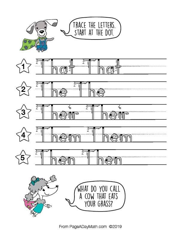 100 SUPER SIGHT WORDS Print Handwriting Book – Page A Day Math