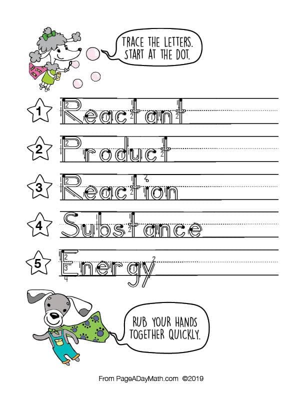 100 COOL CHEMISTRY Words Cursive Handwriting Books – Page A Day Math