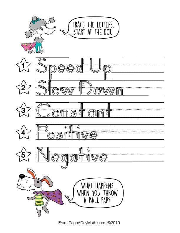 100 FUN PHYSICS Words Print Handwriting Book – Page A Day Math