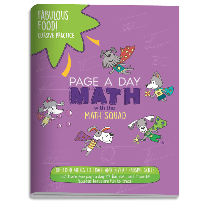 100 FABULOUS FOODS Cursive Handwriting Books – Page A Day Math